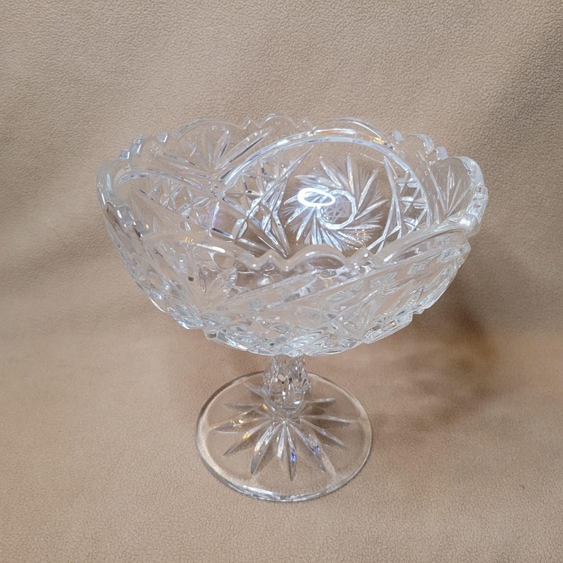 Vintage Lead Crystal Compote Pedestal Footed Candy Dish, Nut Bowl ...