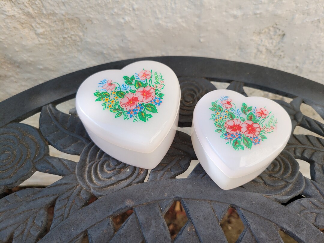 Plastic Pink Heart Trinket Box Box Within a Box Two Heat - Etsy
