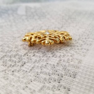 Gold Tone Metal Snowflake Brooch With Faux Silver Rhinestones - Etsy