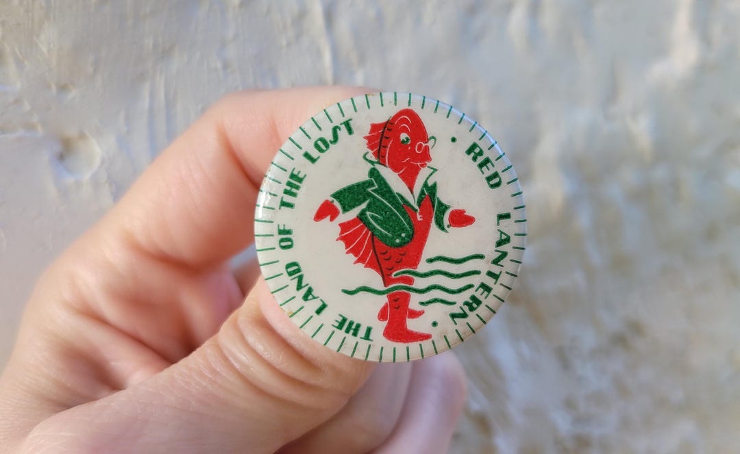 RARE 1945 Land of the Lost Red Lantern Pinback Button, Isabel Manning ...