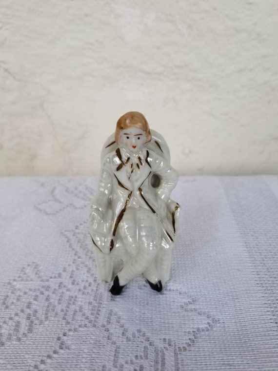 Miniature Porcelain Figurine of a Man Sitting in a Chair - Etsy