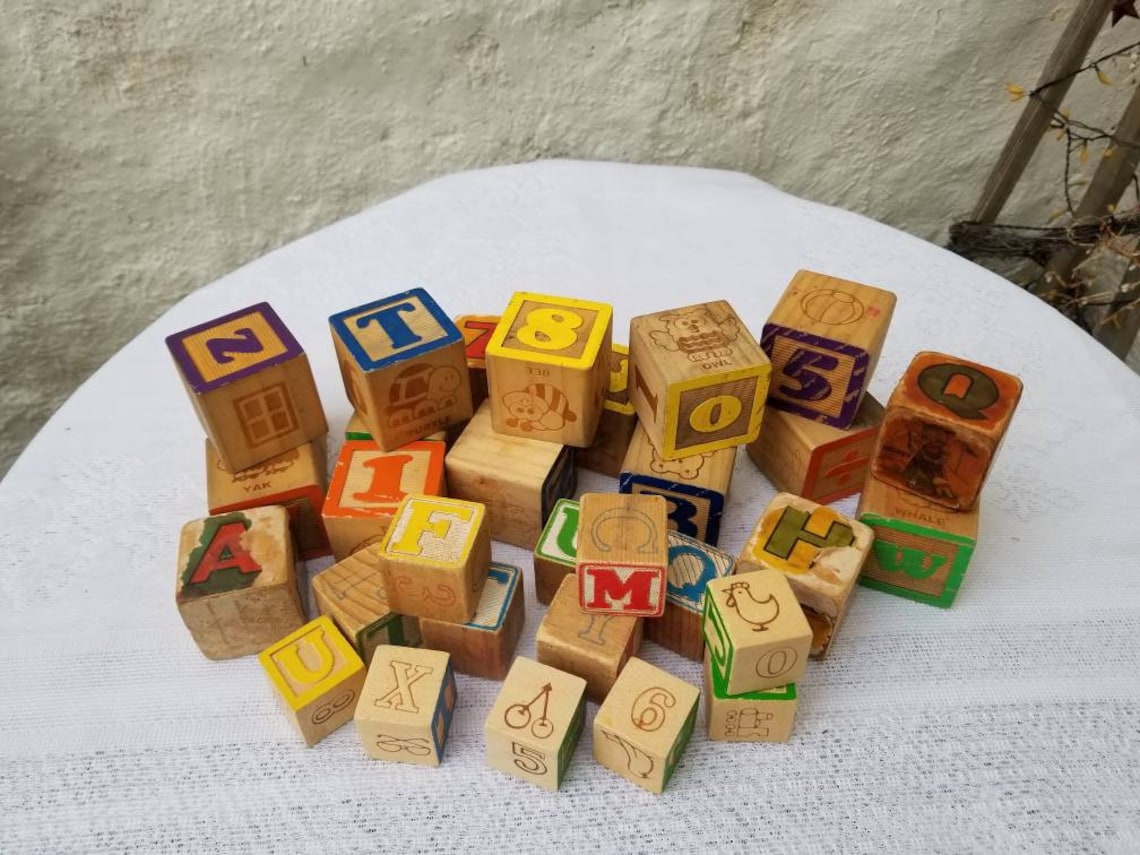 Vintage Wooden Blocks Lot of 31 Children's ABC Wood Block | Etsy