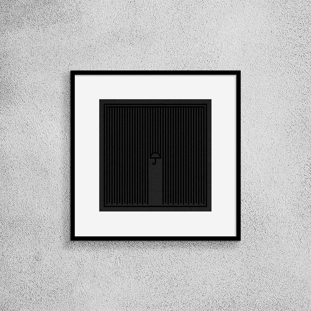 Picto Poster Umbrella Black on Black - Etsy