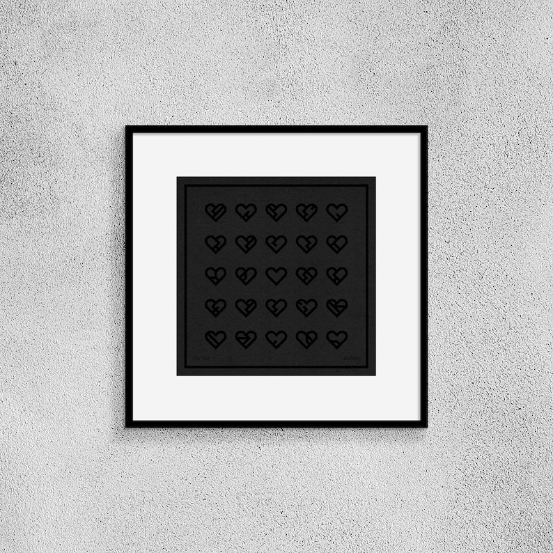 Picto Poster Hearts 1 Black on Black - Etsy
