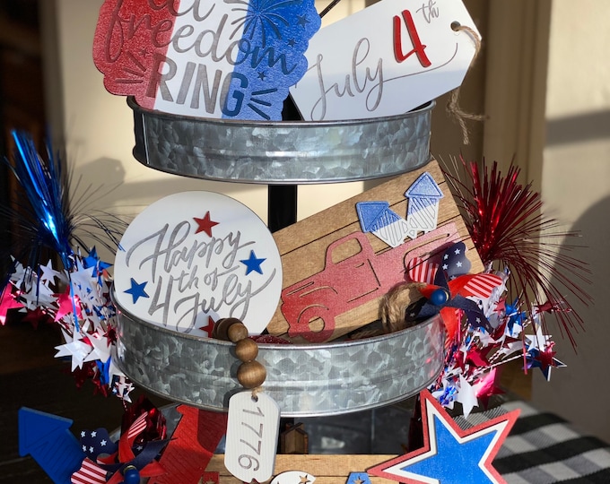 Tiered Tray Signs // 4th of July Signs // Independence Day Decor ...