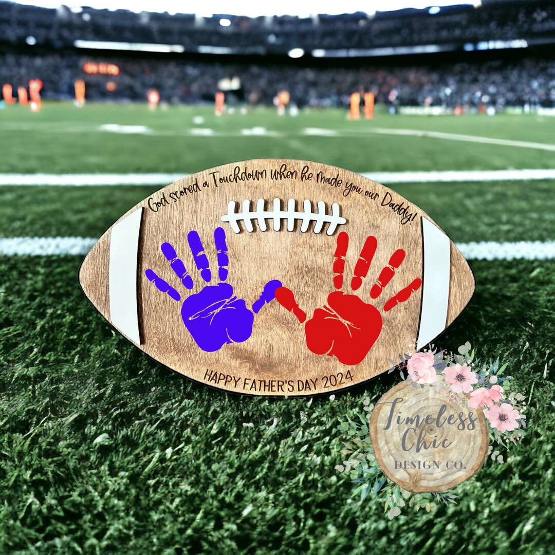 Fathers Day Handprint DIY Sign, Football Sign, Football Lover, Fathers ...