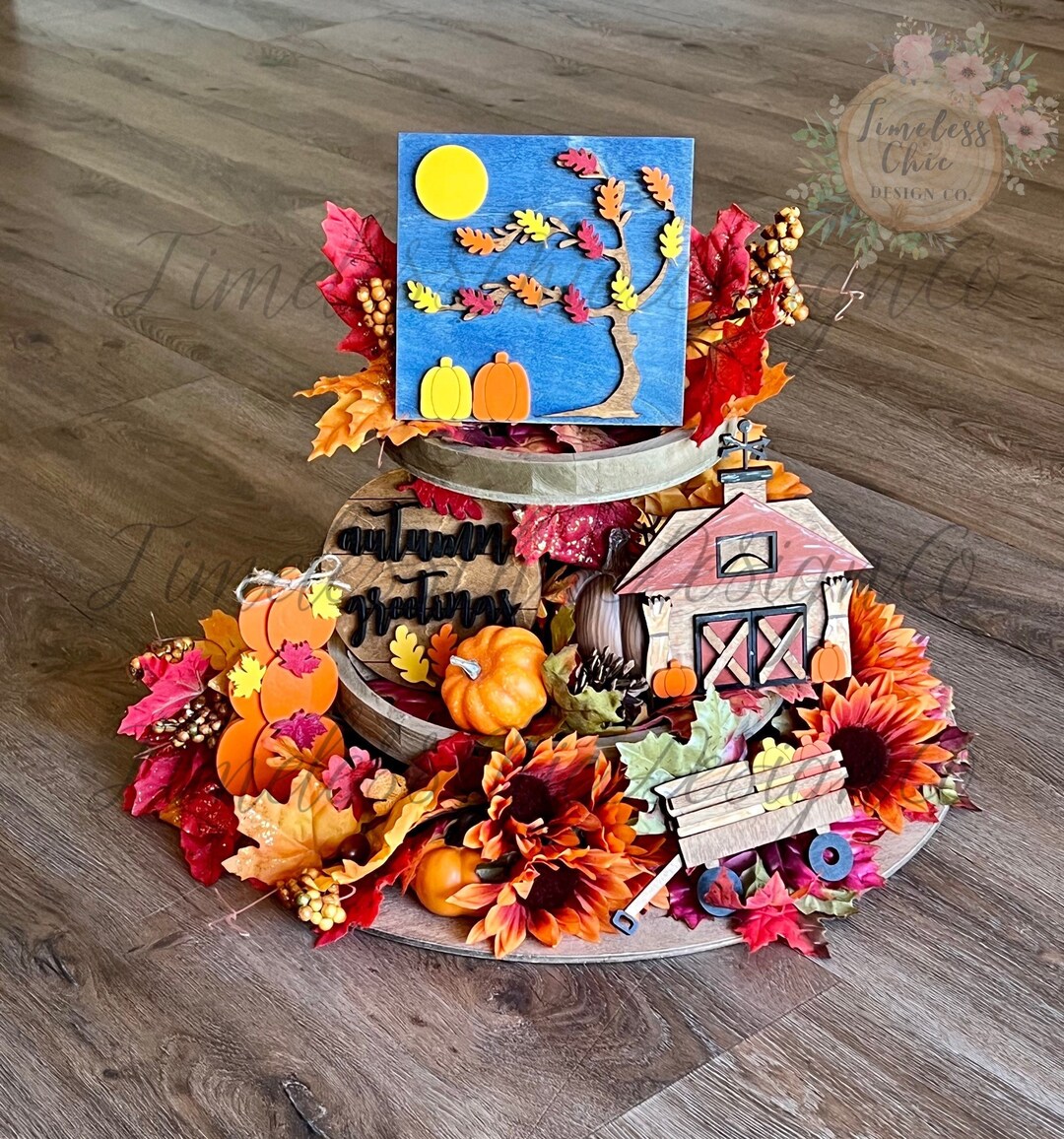 Fall Tier Tray Decor, Thanksgiving Tier Tray, Fall Signs, Fall Tiered ...
