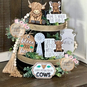 Highland Cow Tiered Tray, Highland Cow Decor, Farmhouse Tier Tray ...