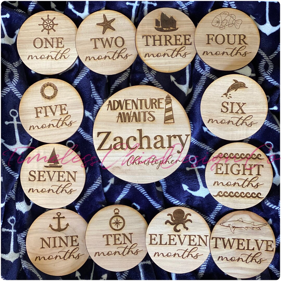 Nautical Baby Milestone Plaques: Laser Engraved Wooden Discs - Etsy