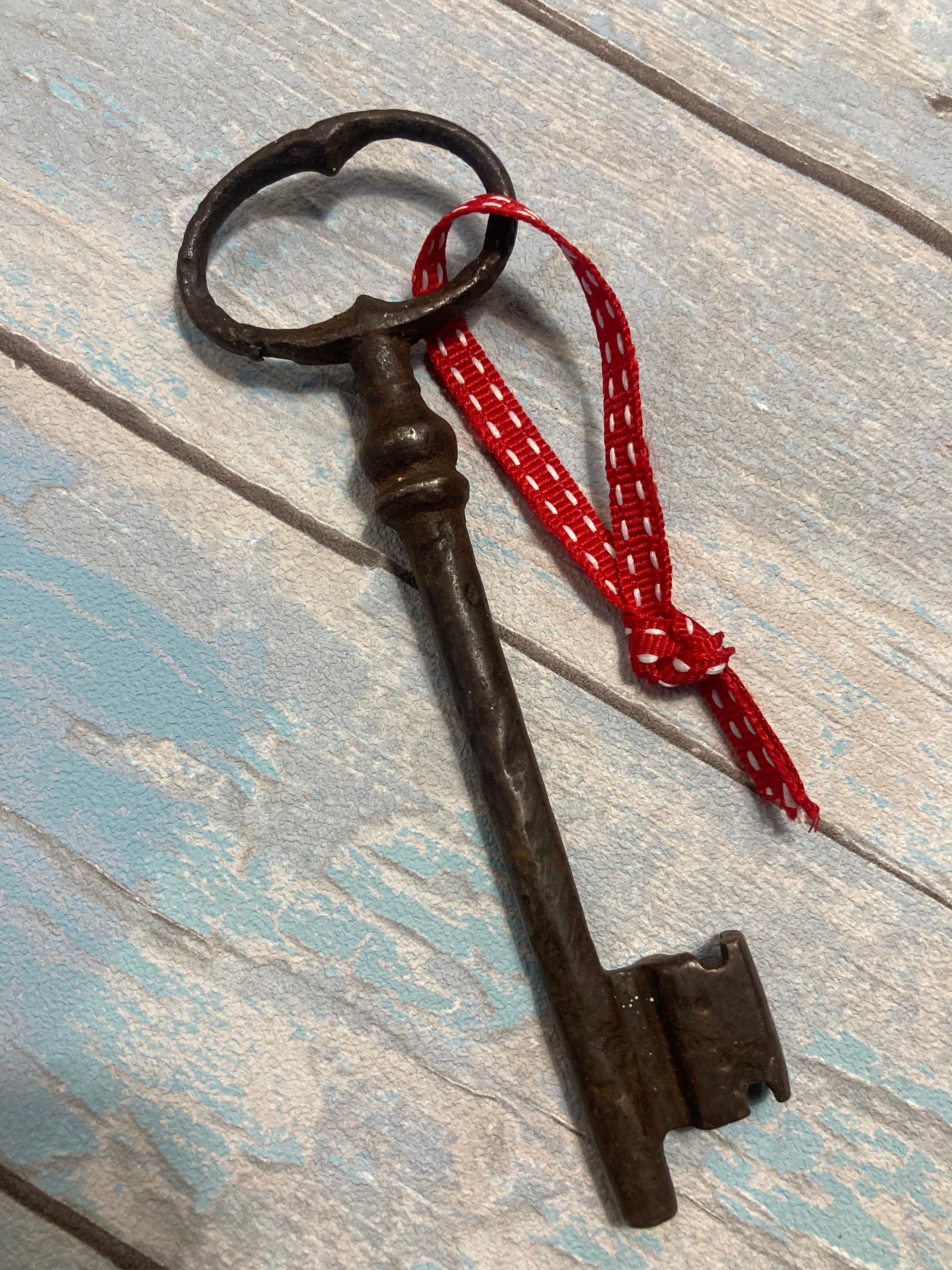 Large Antique French Key With Ribbon. Large Old Key. French Vintage ...