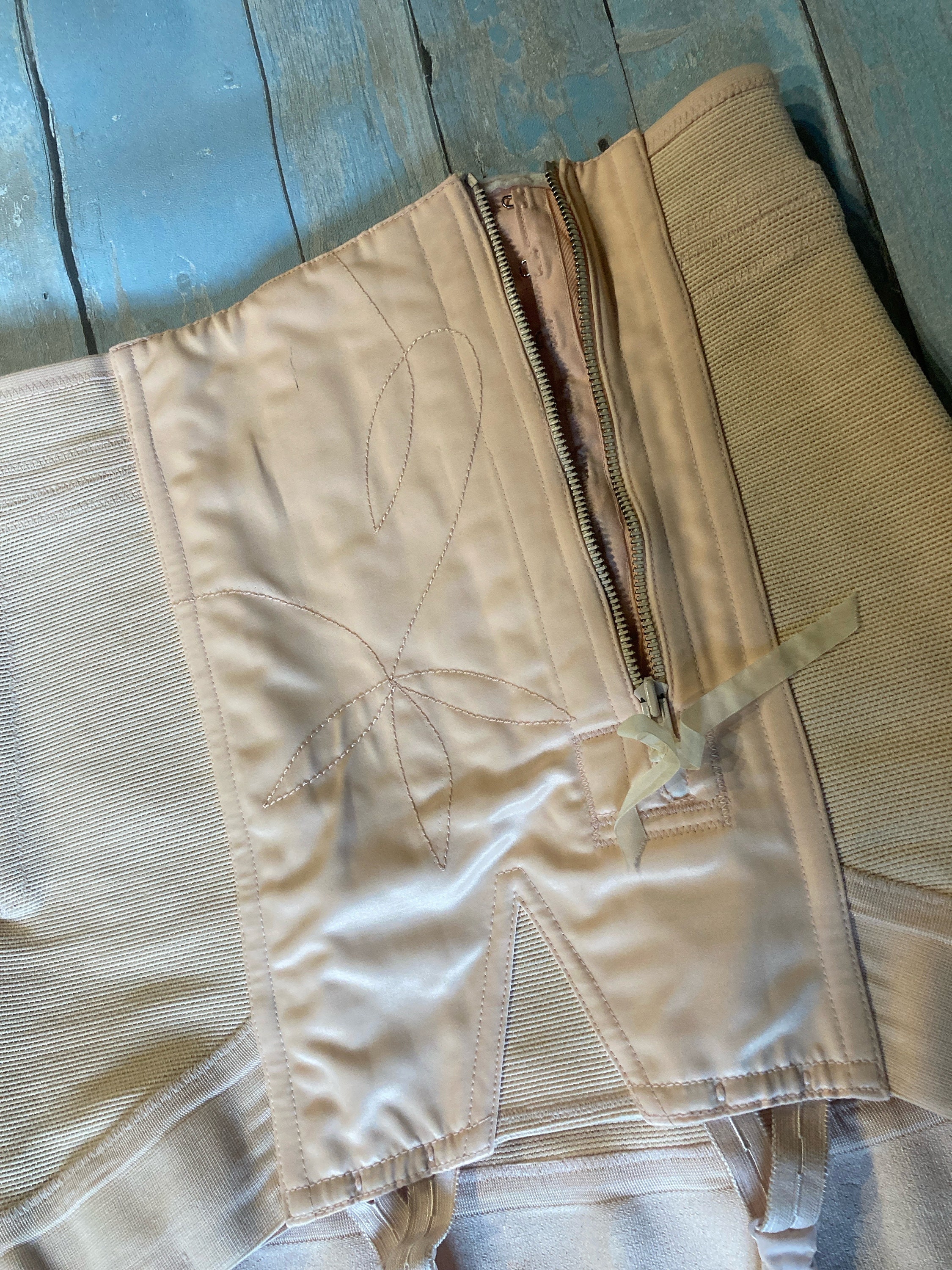 French Vintage Elasticated Girdle. Boned Corset, Steampunk Girdle ...