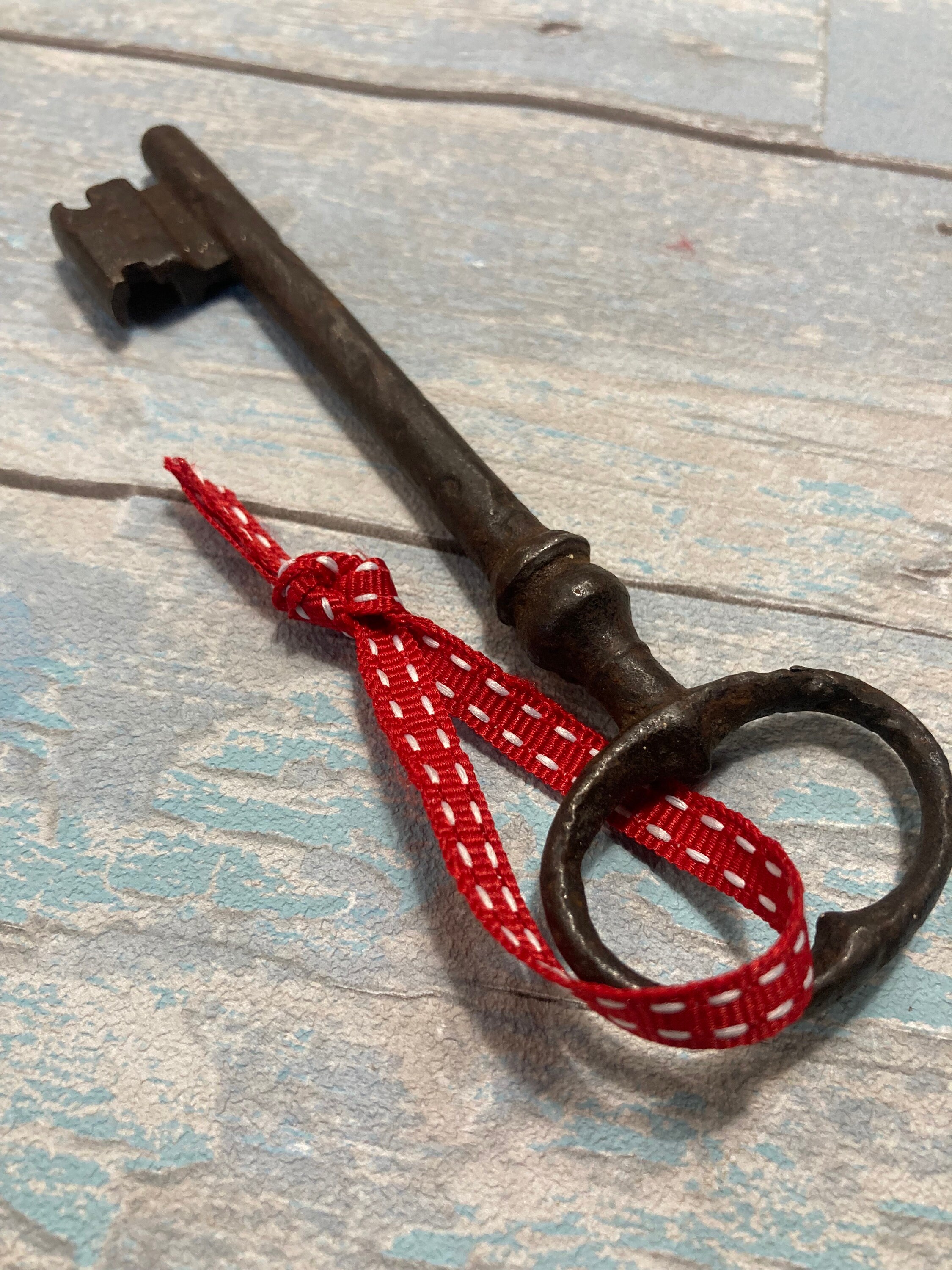 Large Antique French Key With Ribbon. Large Old Key. French Vintage ...