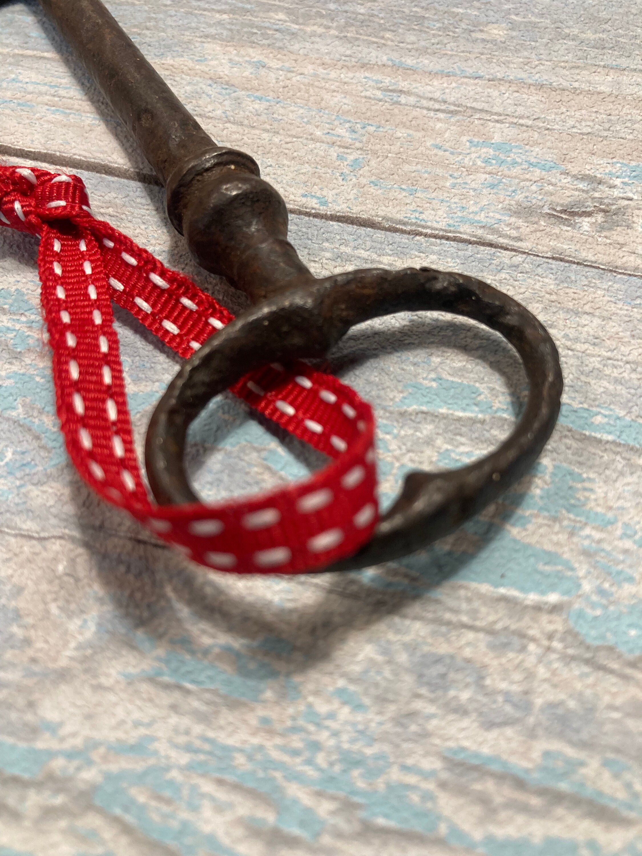 Large Antique French Key With Ribbon. Large Old Key. French Vintage ...