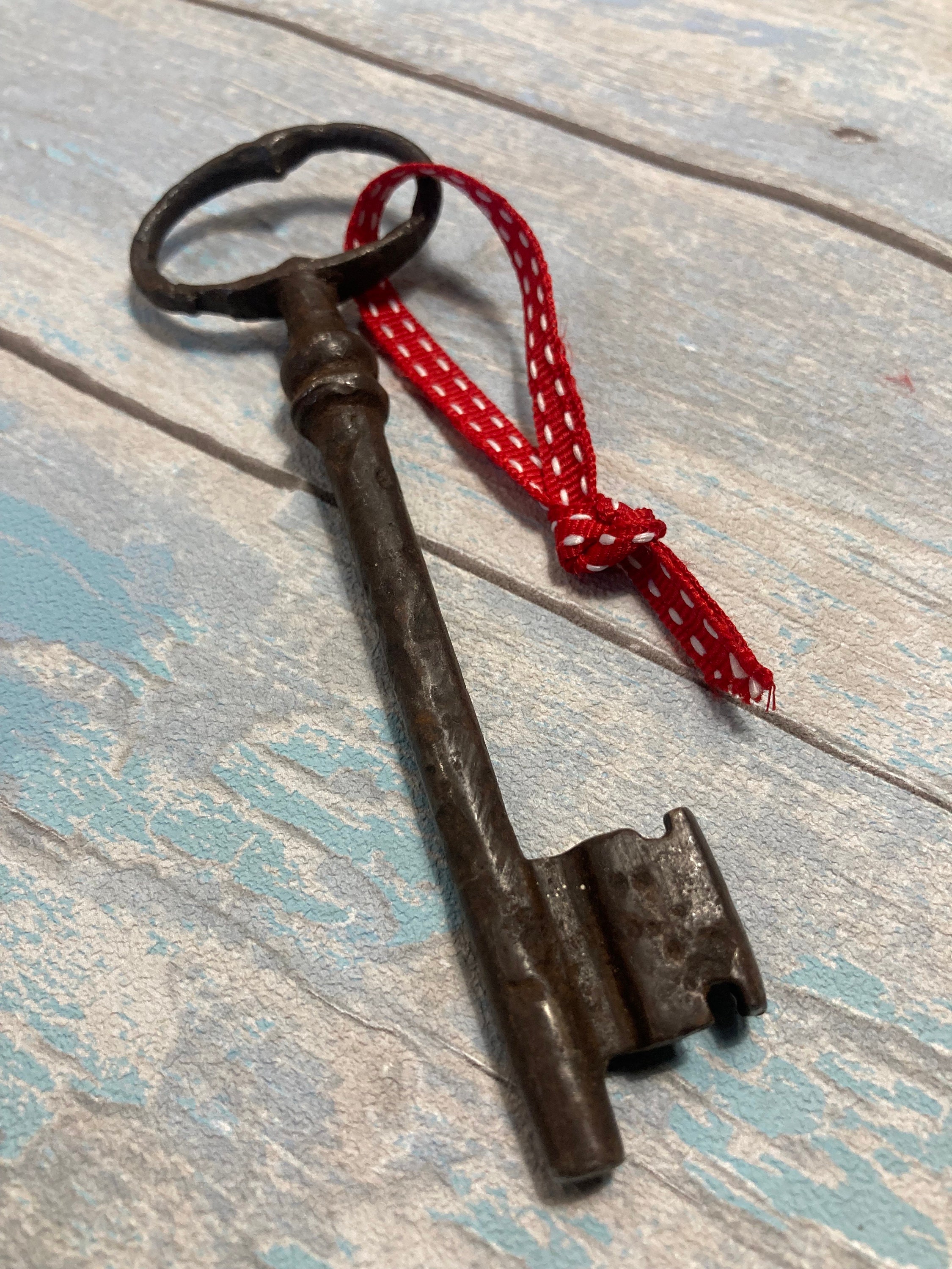 Large Antique French Key With Ribbon. Large Old Key. French Vintage ...