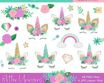 Unicorn clip art | Etsy