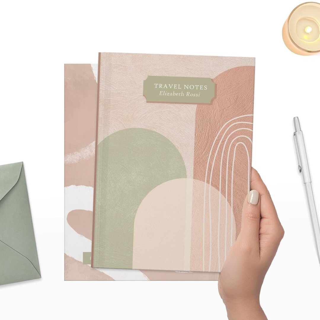 Earthy Boho Morning Abstract Notebook Journal Personalize Modern Art ...