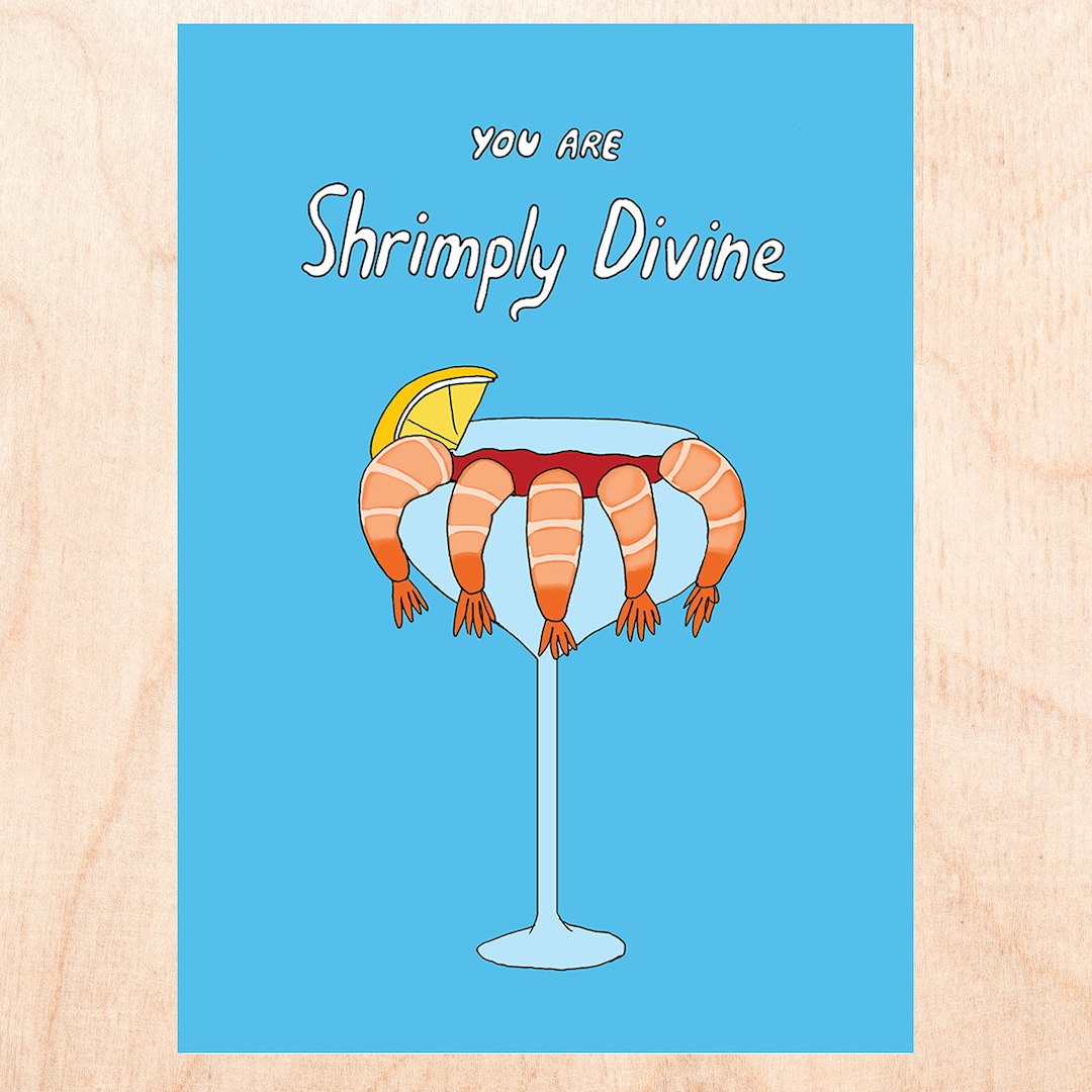 Shrimply Divine Card Shrimp Cocktail Card Food Pun Card Friendship Card ...