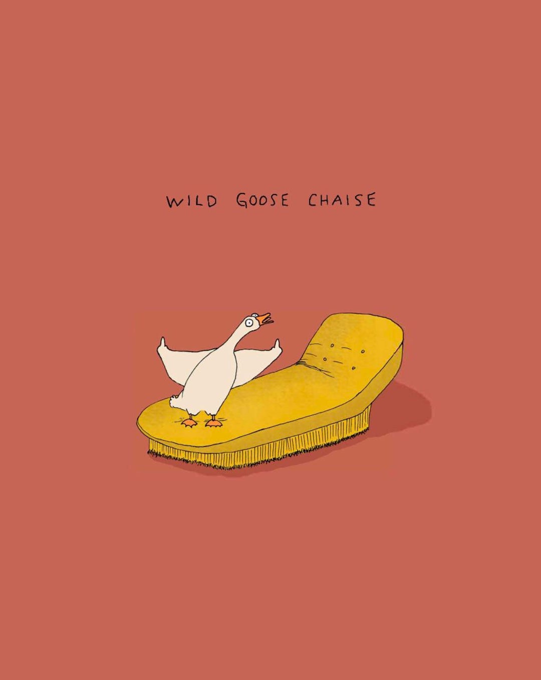 GOOSE CHAISE Art Print - Funny Art Print - Illustrated Print - Goose on ...