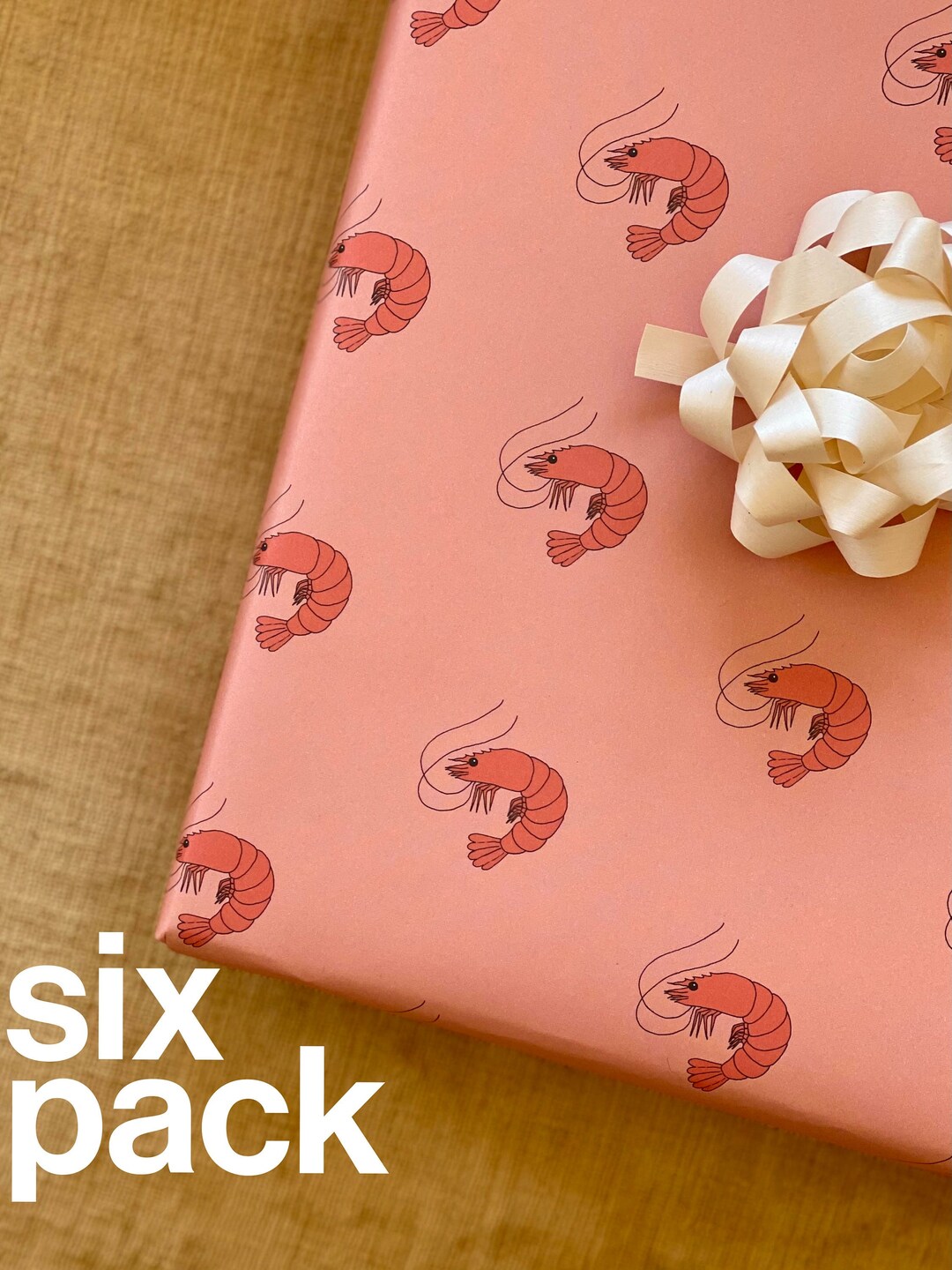 SIX PACK - Pink Prawn Gift Wrap - Birthday Wrapping Paper - Christmas ...