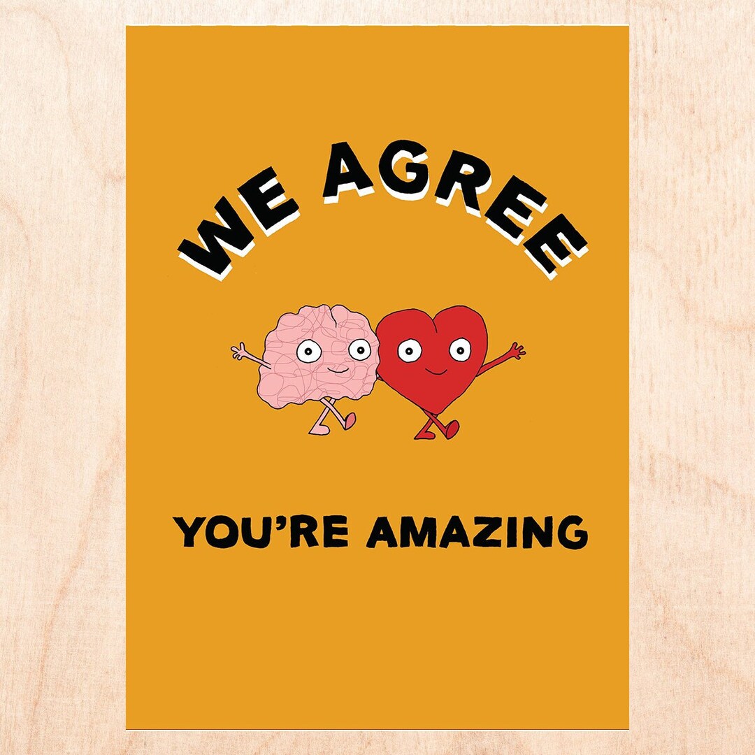 HEAD & HEART Cute Love Card Valentine's Day Card Anniversary Card ...
