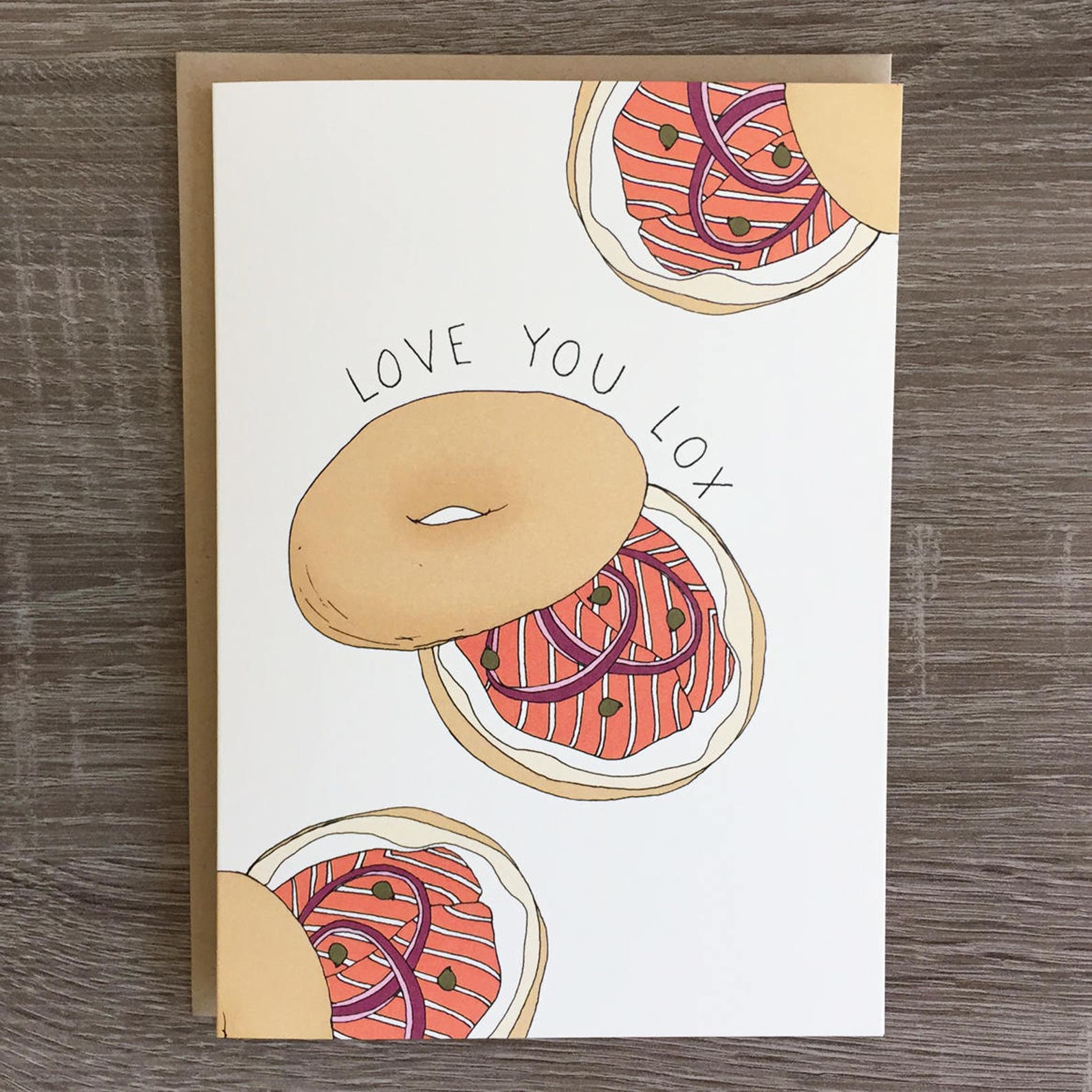 Love You Lox Bagel and Lox Card Funny Love Card Punny Love Card Bagel ...