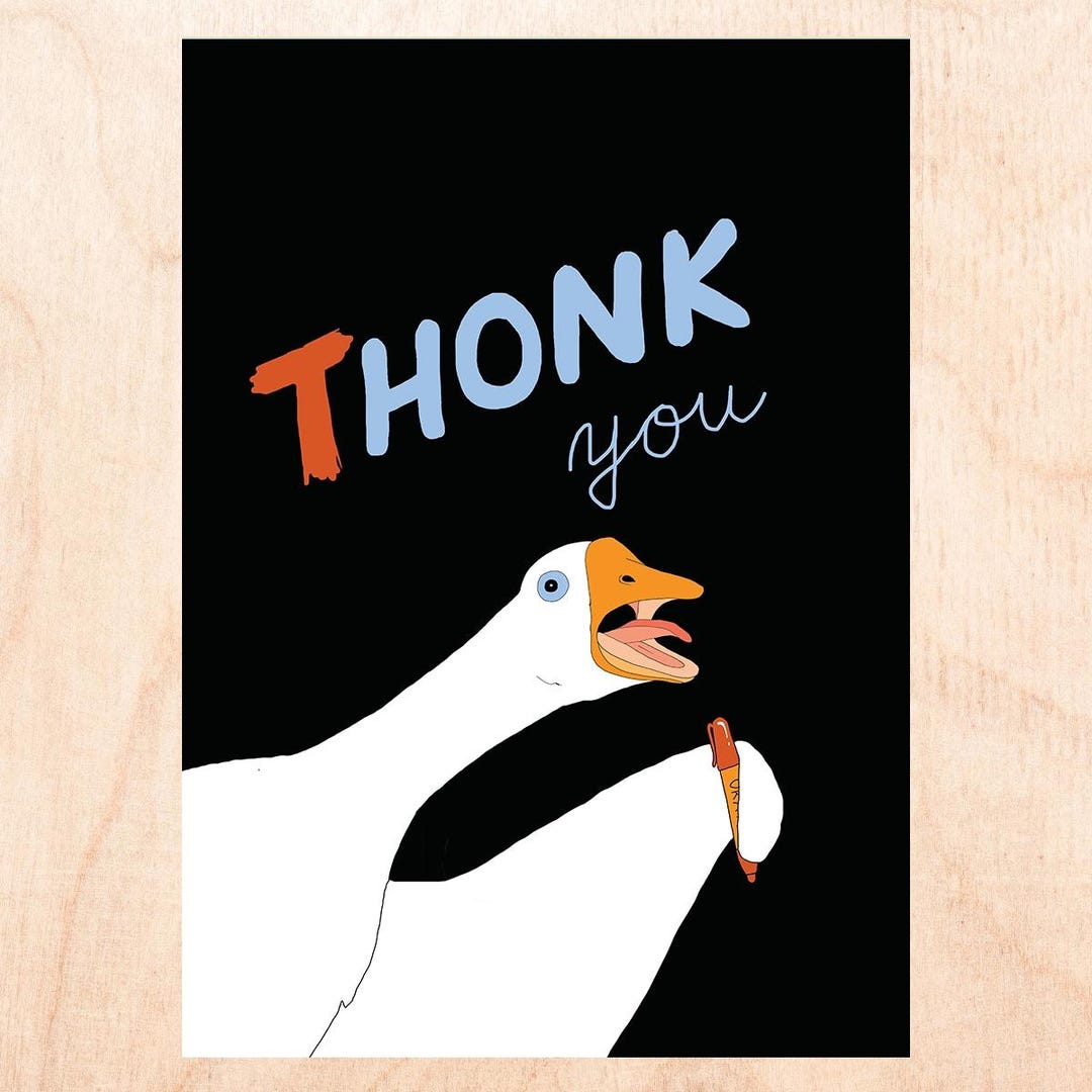 THONK YOU - Funny Thank You Card - Punny Thank You Card - Goose Pun ...