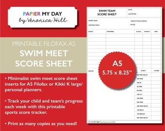 Swimming Score Sheet - Etsy