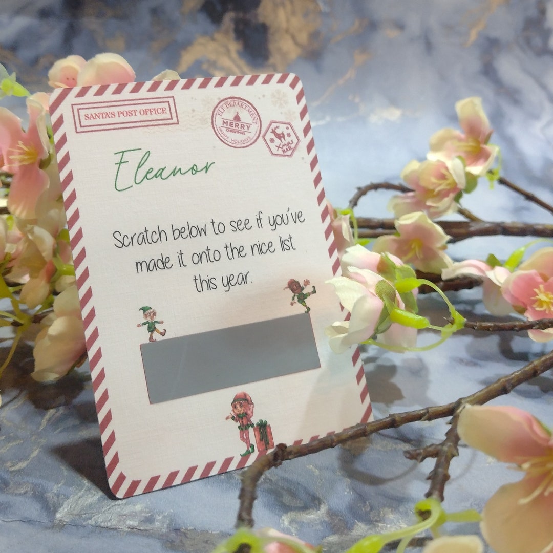 Personalised Naughty or Nice Christmas Scratch Reveal Card, Santa's ...