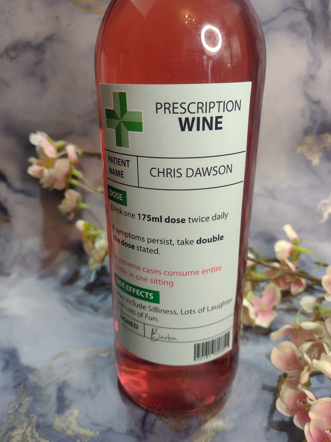 Personalised Prescription Wine Bottle Label, Birthday Gift, Thank You ...