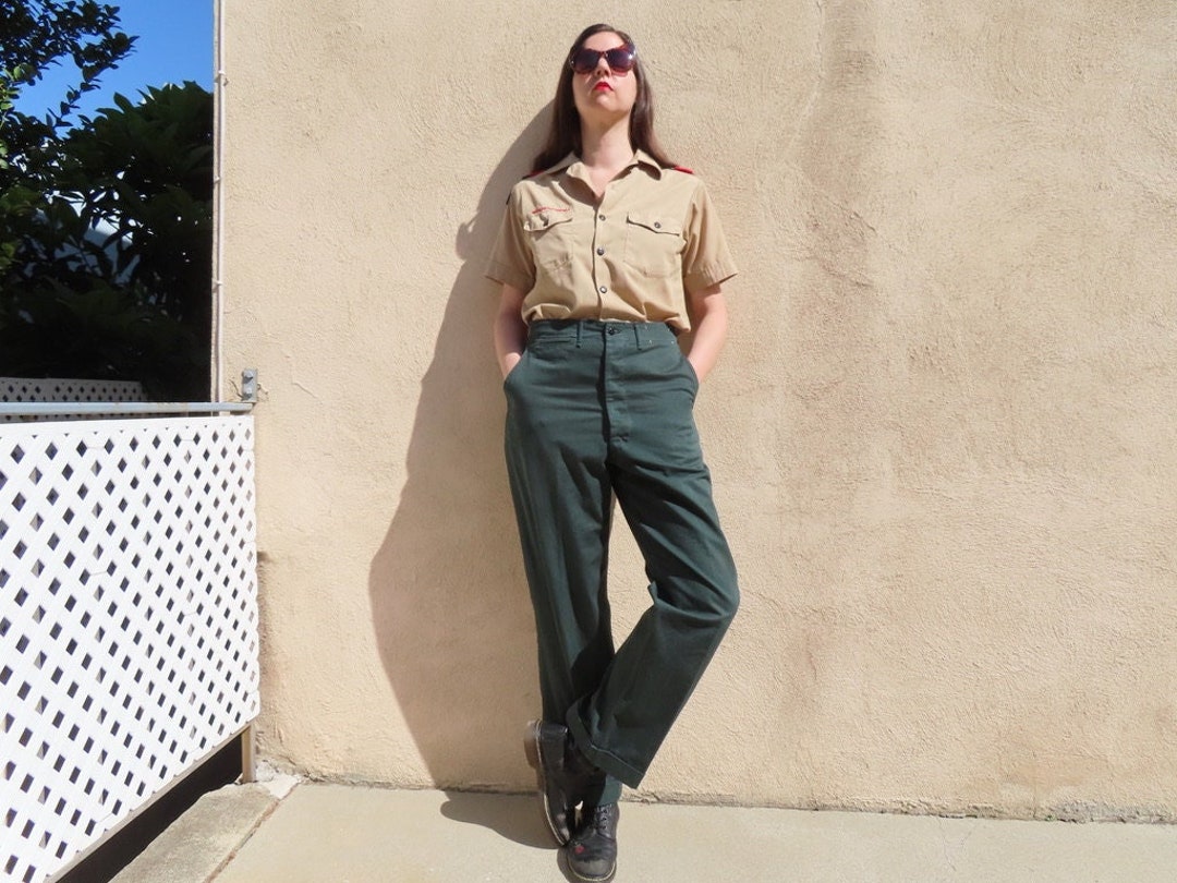 1970s Boy Scout Pants Forest Green BSA Uniform High Waisted Cuffed ...