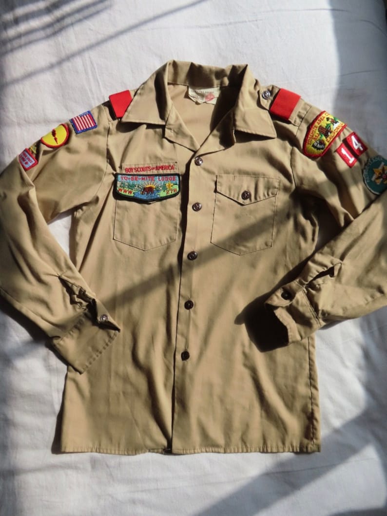 1980s Boy Scout Top Yosemite Lodge California Bear Arrow Flag Patch BSA ...