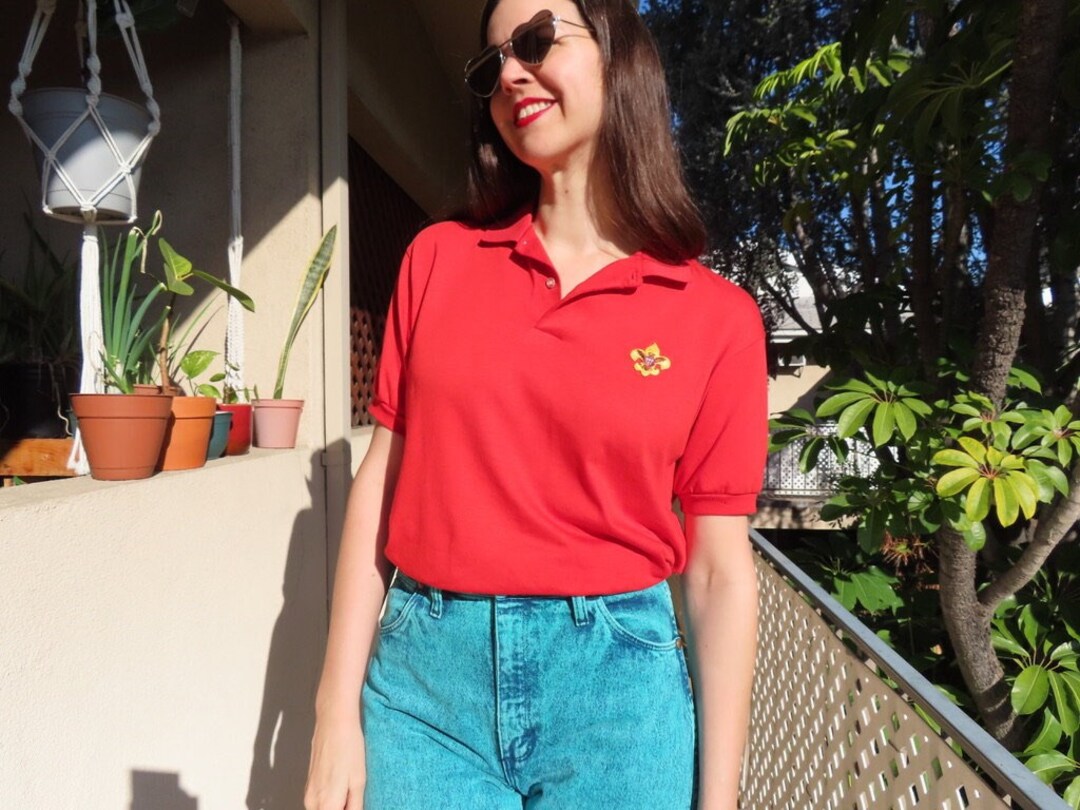 1990s Boy Scouts Polo BSA Uniform Red Top Eagle Fleur De Lis - Etsy