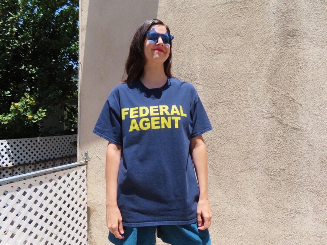 1990s FBI T-shirt Federal Agent Navy Blue Yellow Government Agency ...