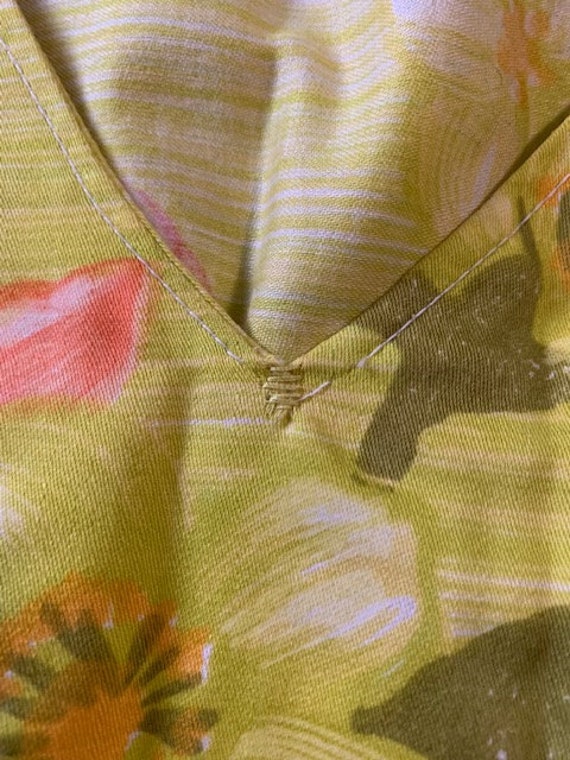 1960s Floral Dress Neon Yellow Green Oversized Flower… - Gem