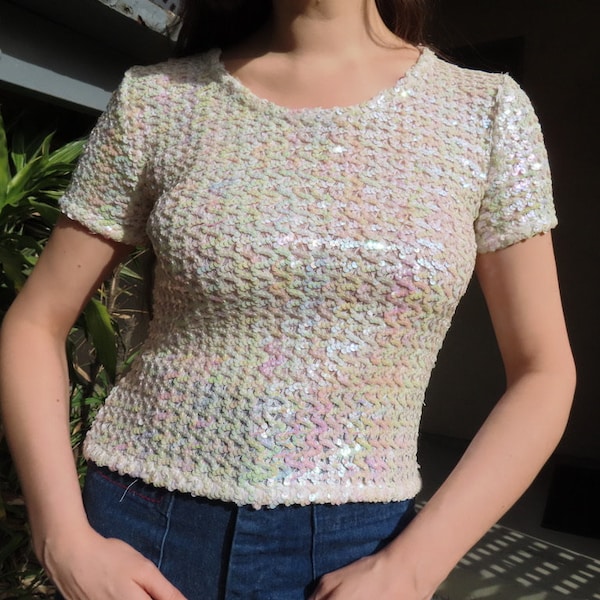 Rainbow Sequin Top - Etsy