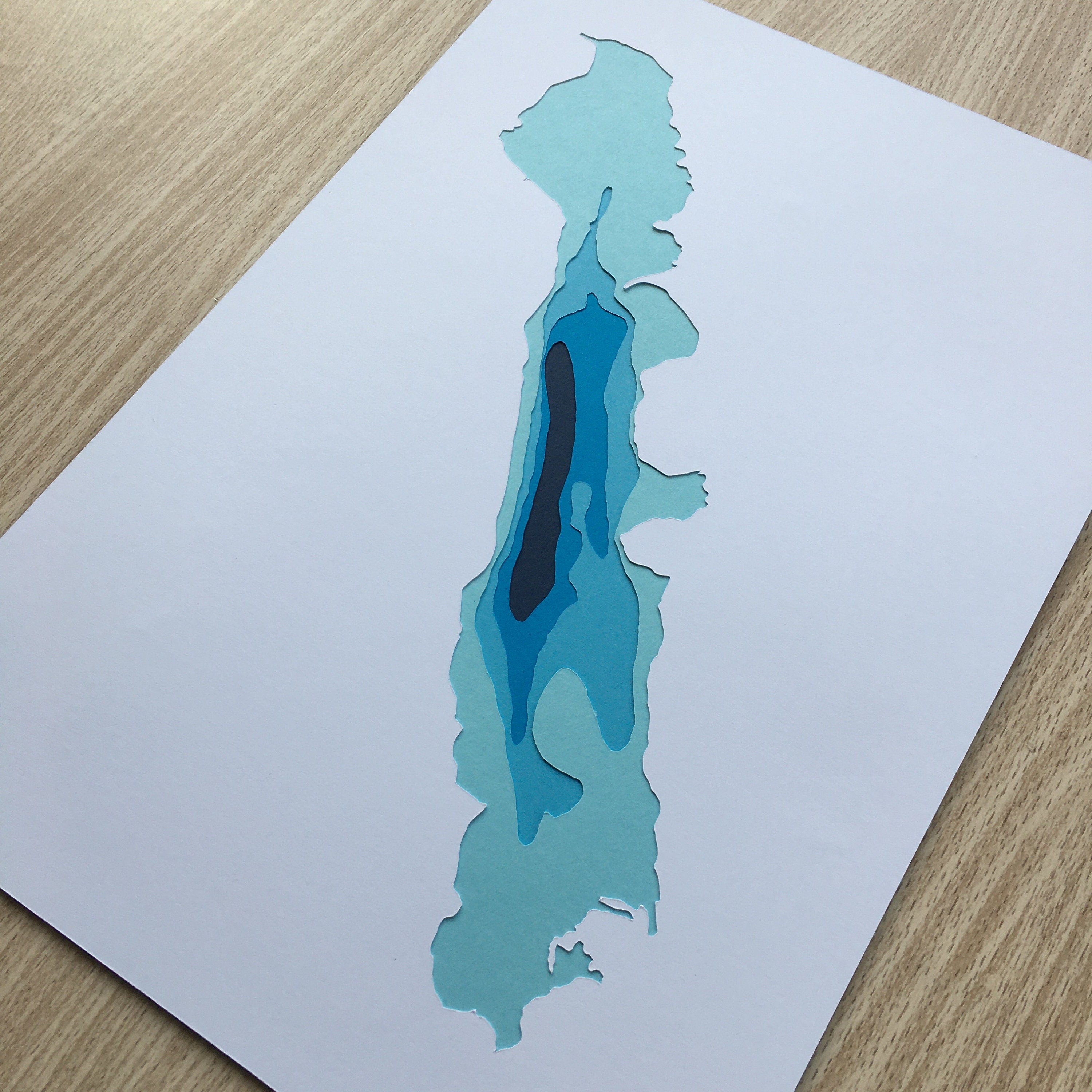Bassenthwaite Lake - Lake District - Cut Bathymetric Map - Unframed ...