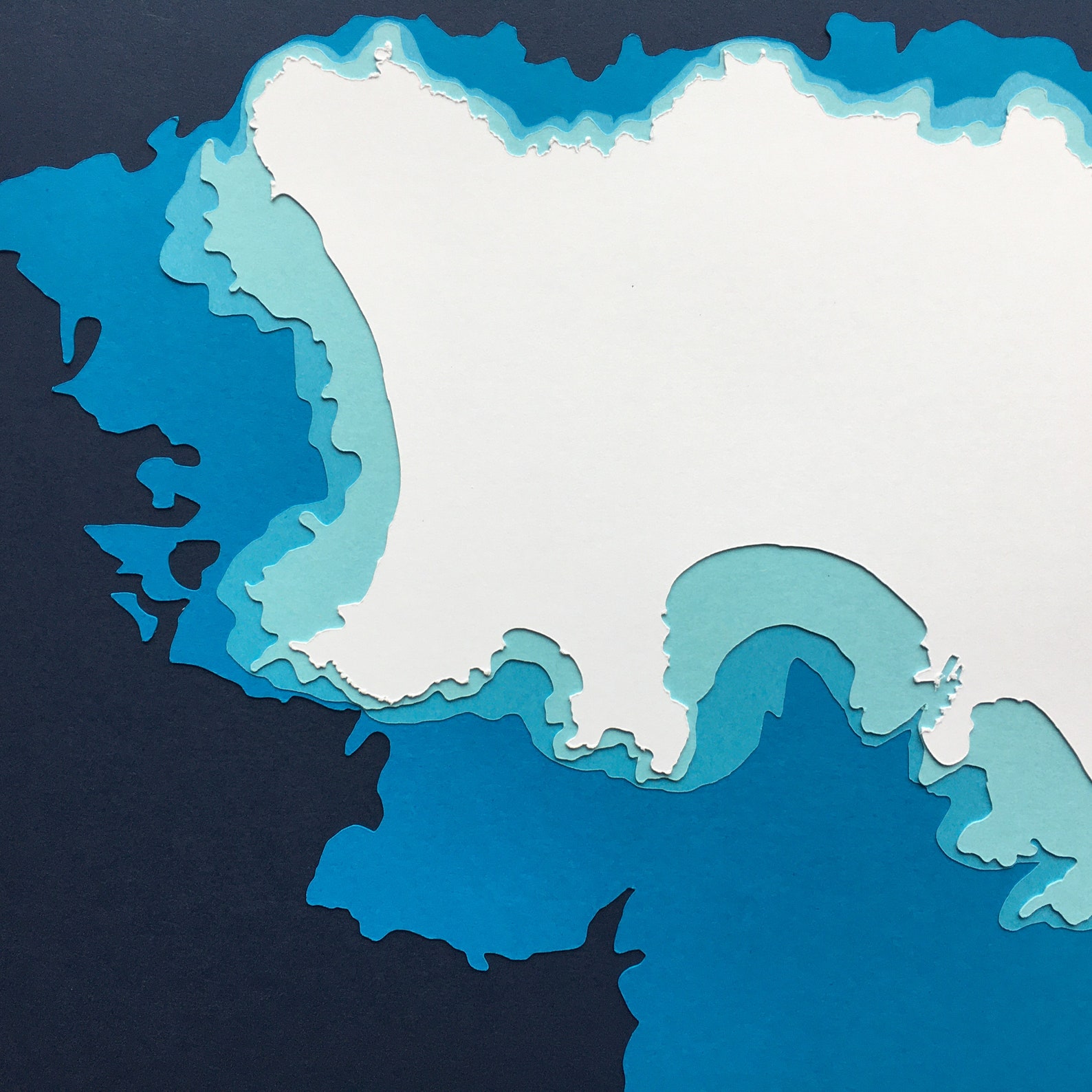 Jersey - Channel Islands - Cut Bathymetric Map - Unframed - Custom Made ...