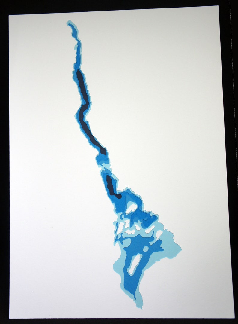 Loch Lomond - Scotland - Cut Bathymetric Map - Unframed - Custom Made ...