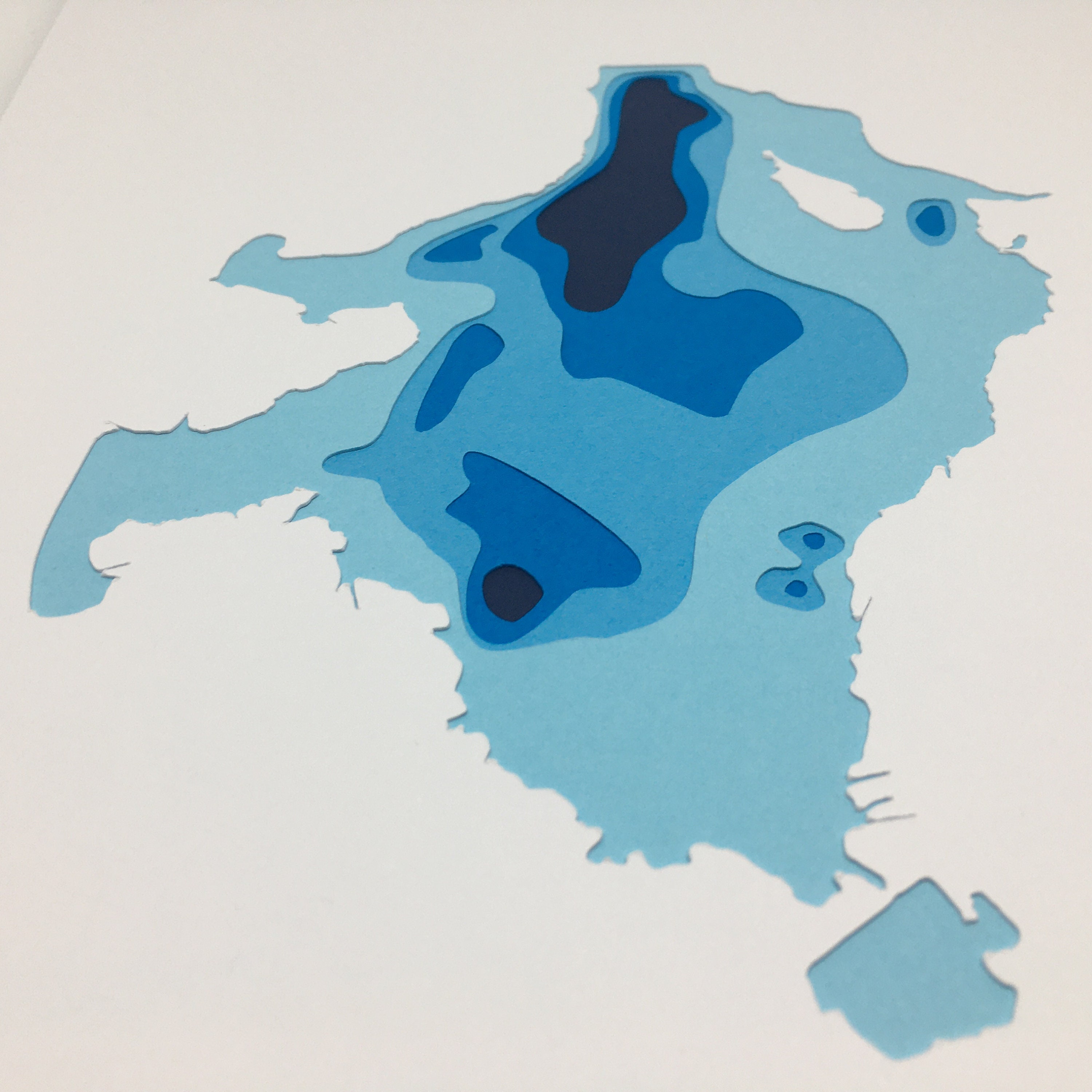 Chew Magna Lake - Bristol - Cut Bathymetric Map - Unframed - Custom ...