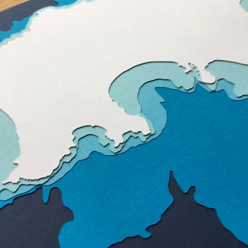 Jersey Channel Islands Cut Bathymetric Map Unframed | Etsy