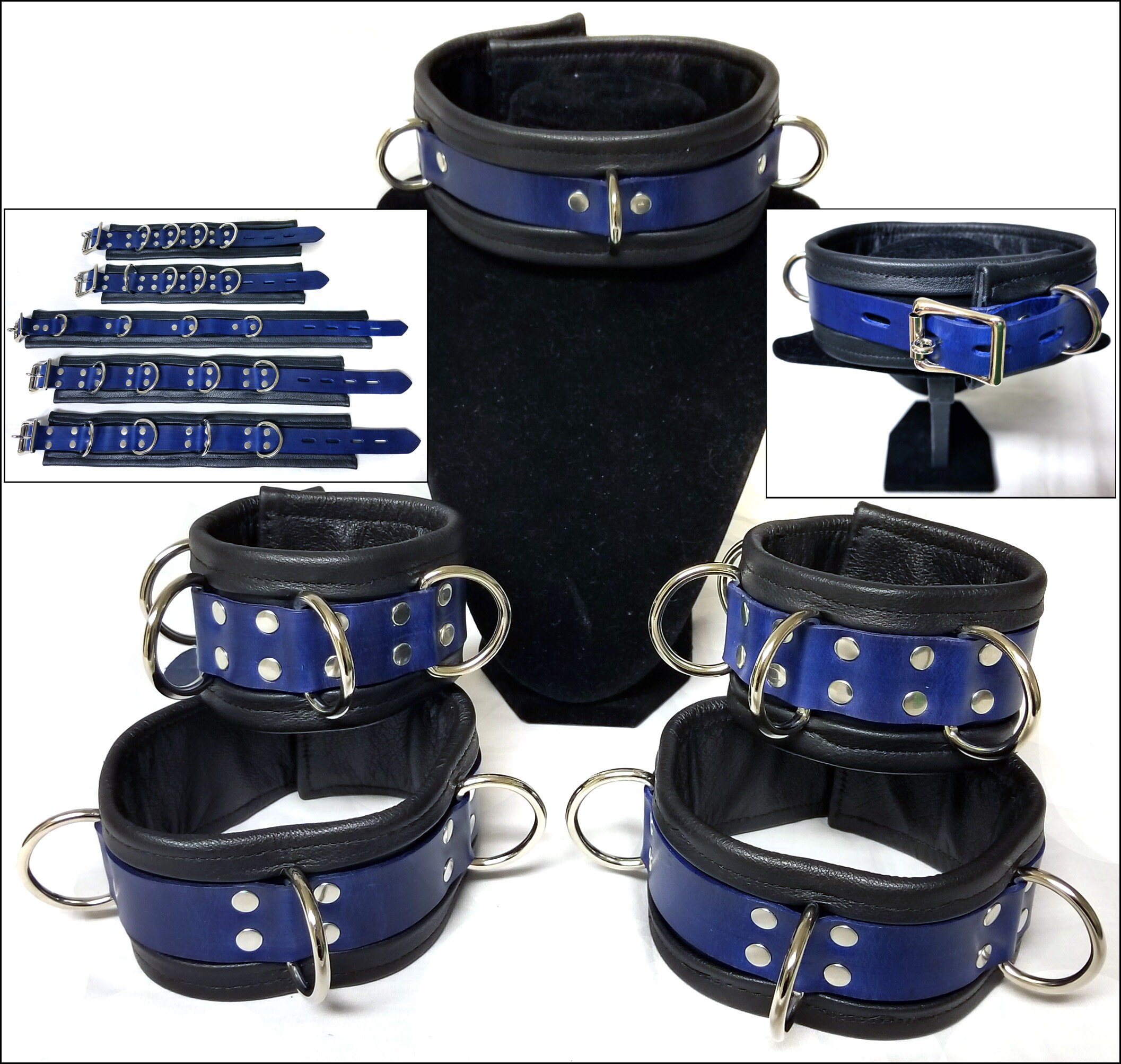 Locking Leather Restraint Cuff Set - Choose Accent Color Leather ...