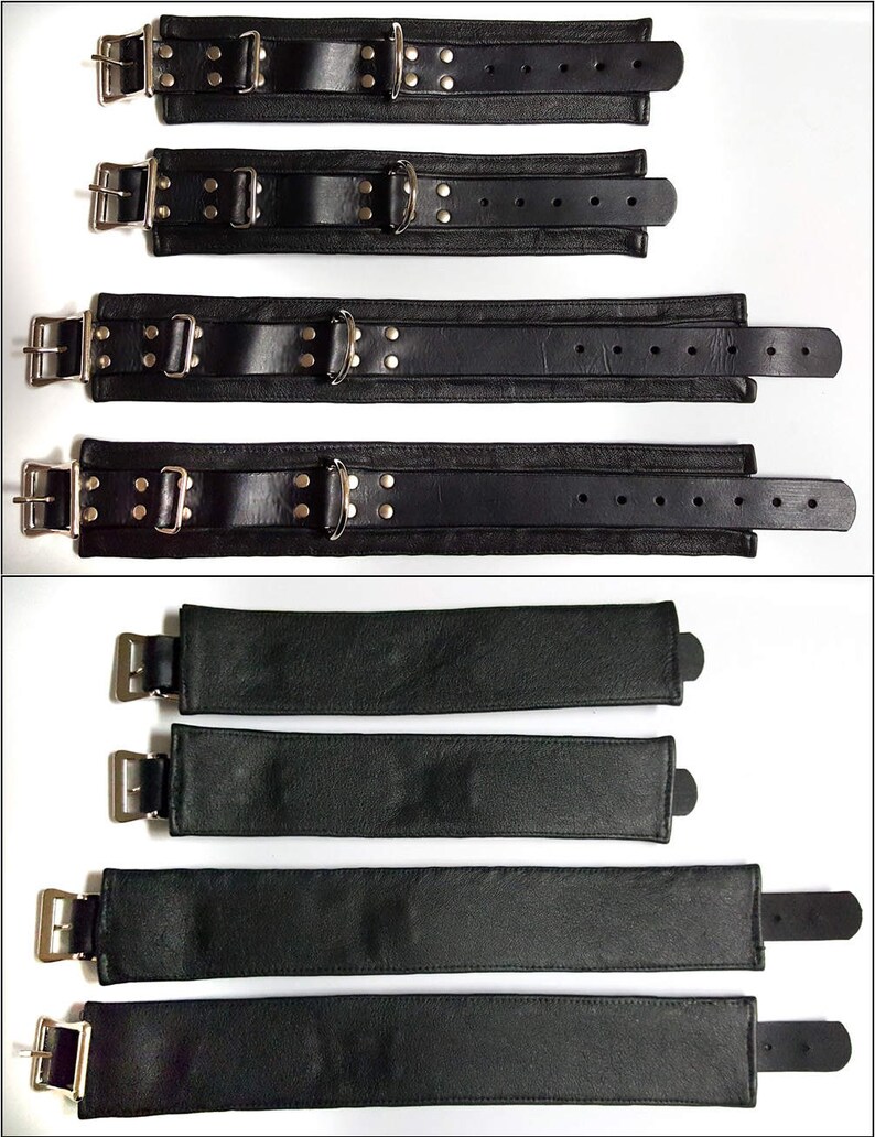 Leather Wrist, Ankle, & Thigh Cuff/restraint Sets - Leather Lined ...