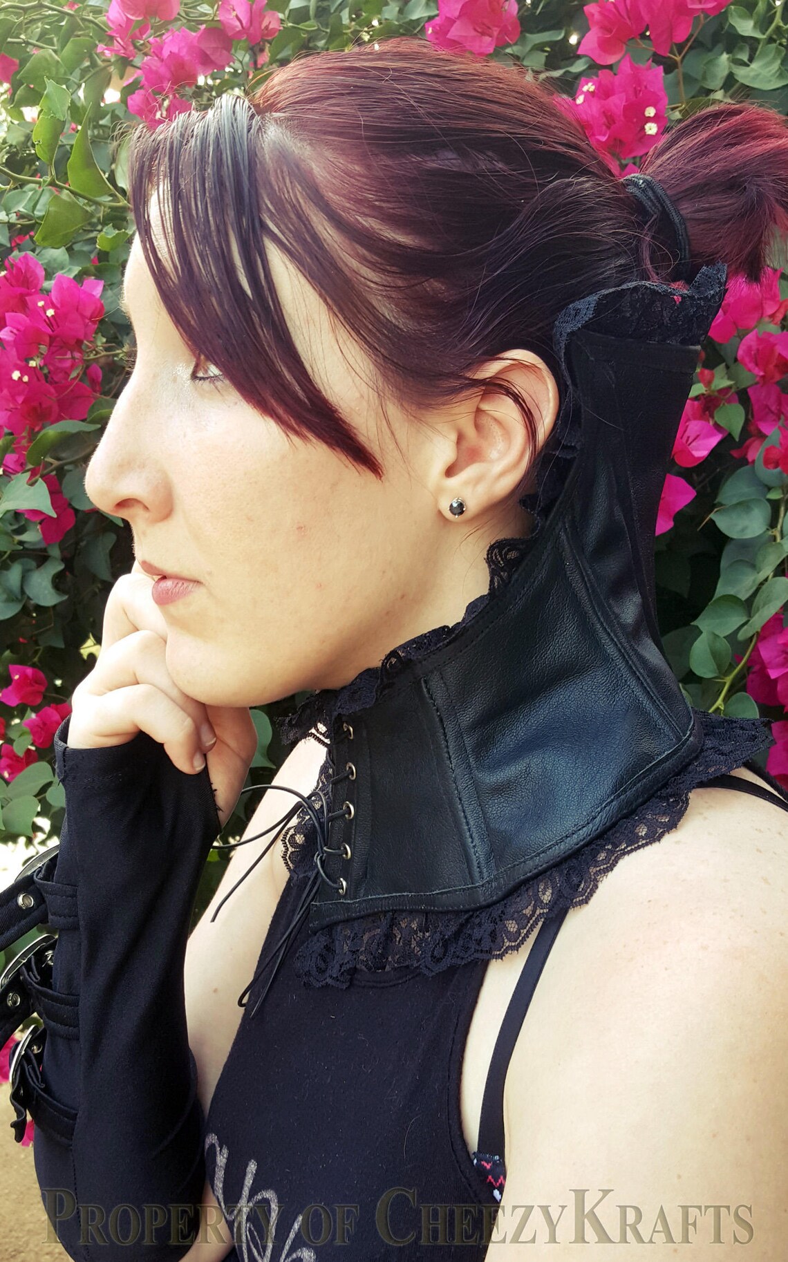 Black Leather High Back Neck Corset Steel Boning Formal - Etsy