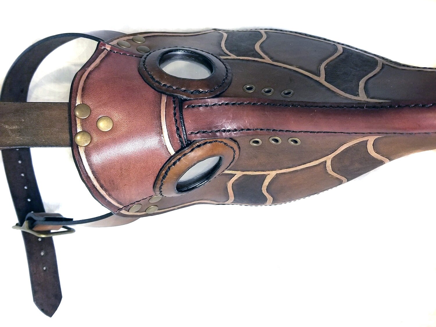 Leather Plague Doctor Mask Stitched & Tooled Leather Hand - Etsy