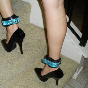 Leather Wrist, Ankle Cuffs/restraints & Collar Non-locking, Blue ...