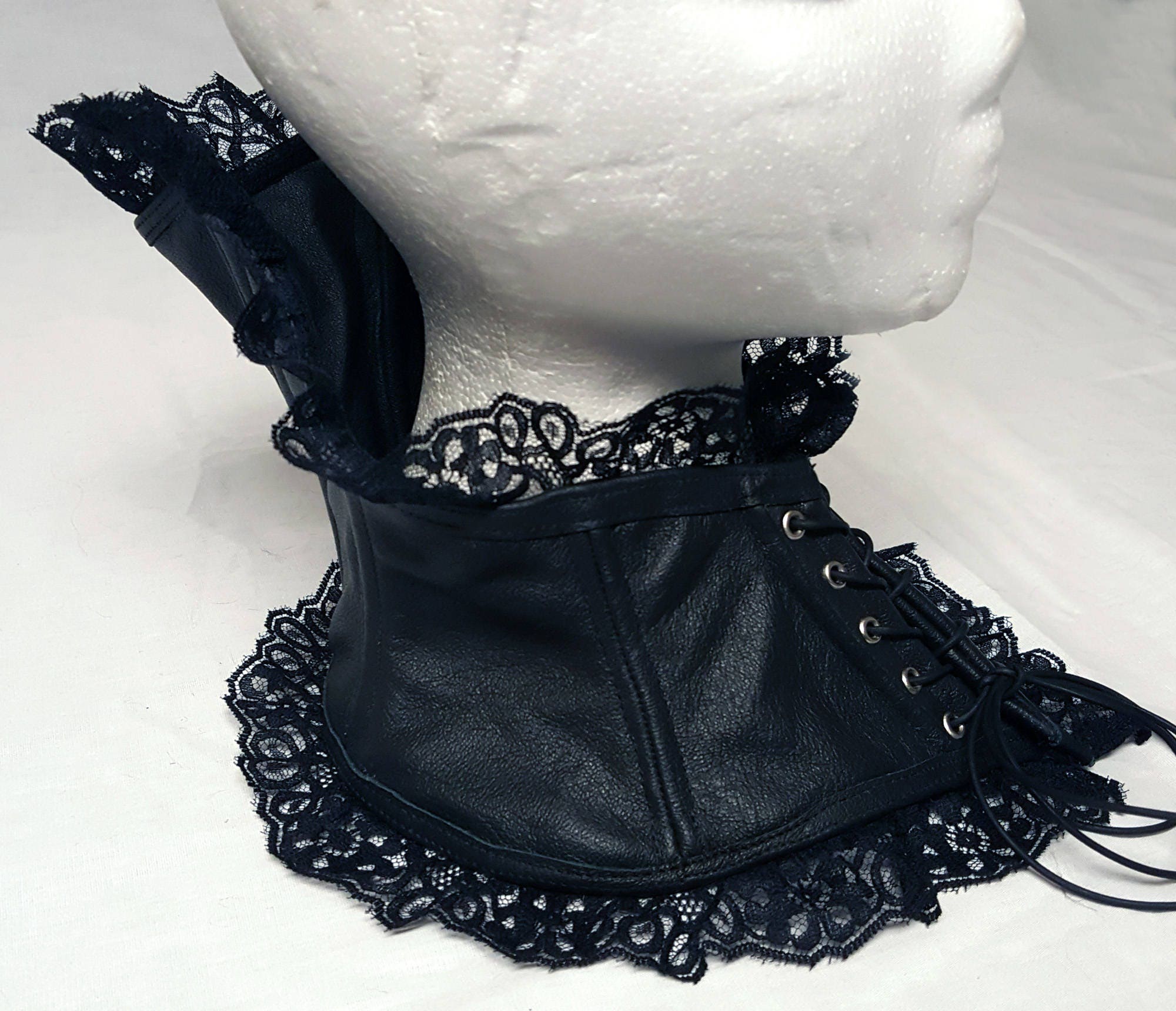 Black Leather High Back Neck Corset Steel Boning Formal - Etsy