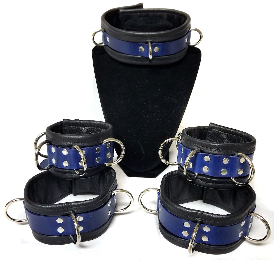 Locking Leather Restraint Cuff Set - Choose Accent Color Leather ...