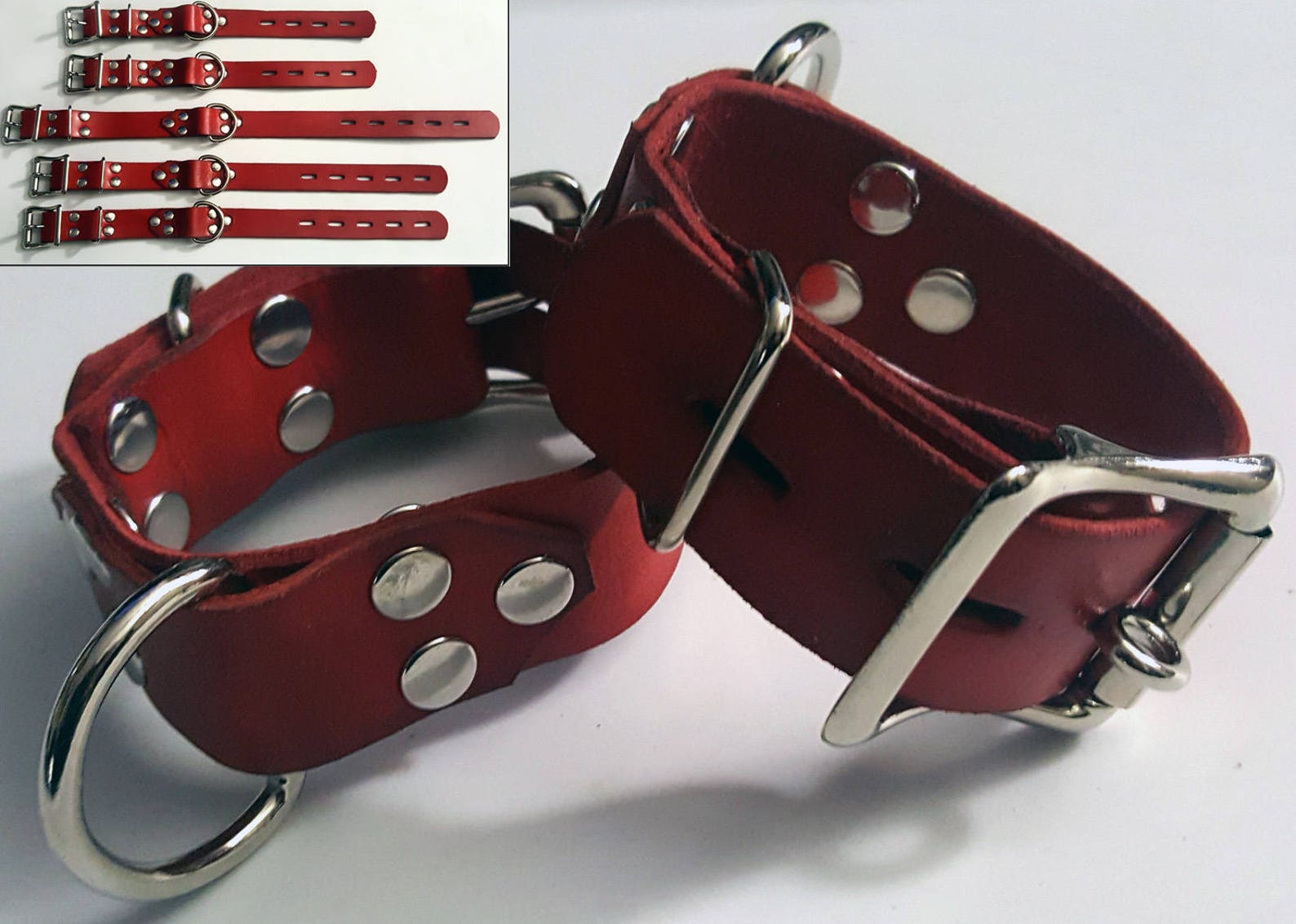 Locking Heavy Leather Collar, Wrist, and Ankle Restraints, Bondage ...