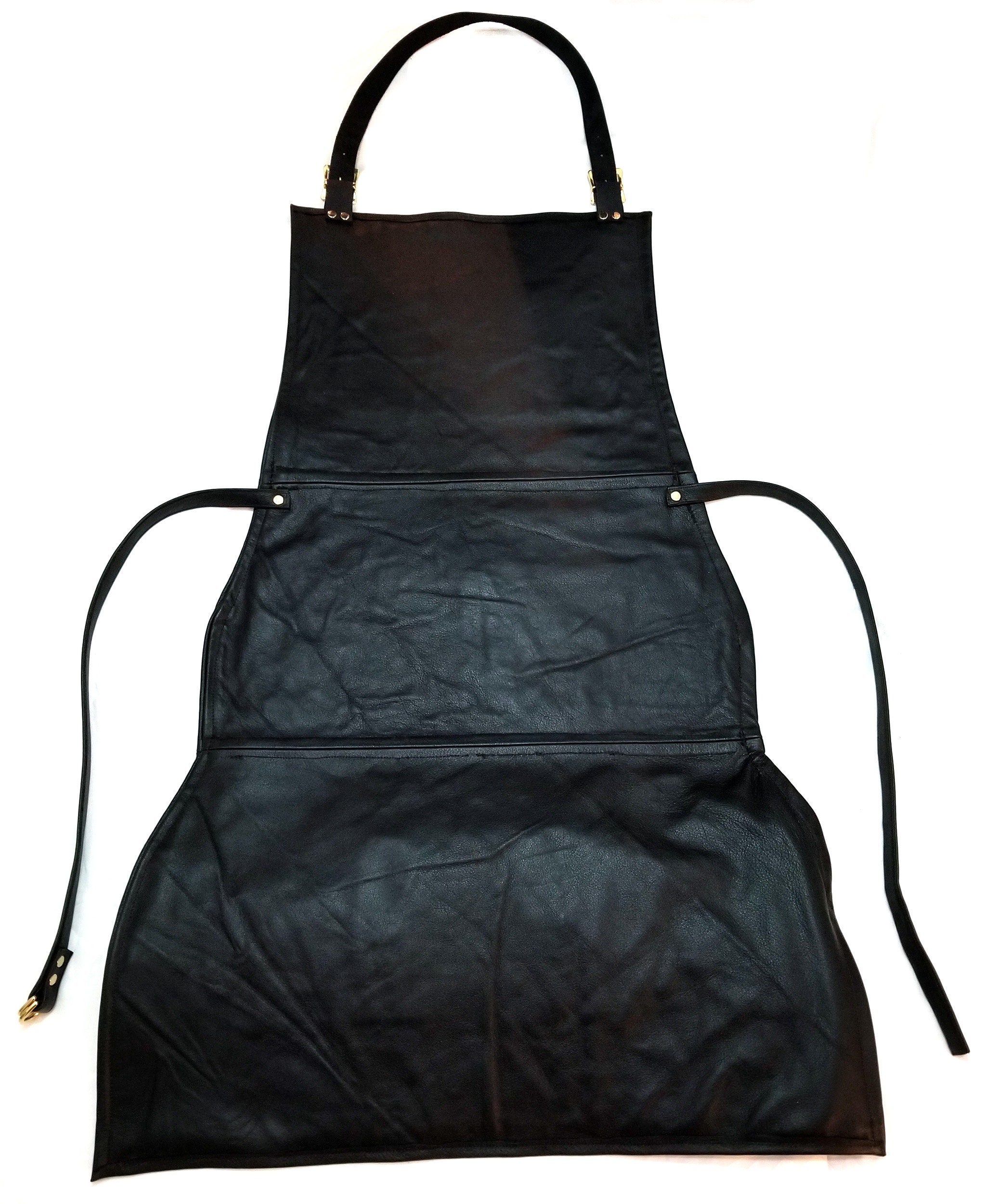 Leather Blacksmith Apron 9 Pockets Black Leather Lined - Etsy