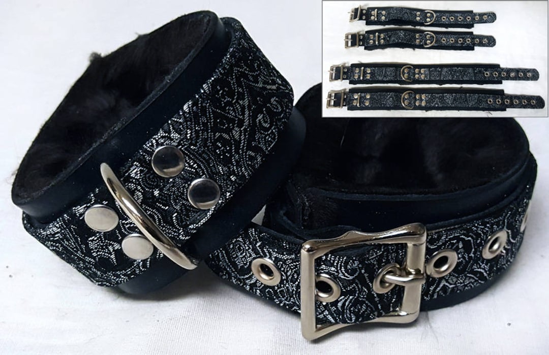 Leather Wrist, Ankle Cuffs/restraints & Collar Non-locking, Blue ...